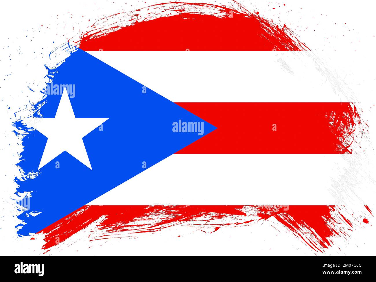 Distressed stroke brush painted flag of puerto rico on white background ...