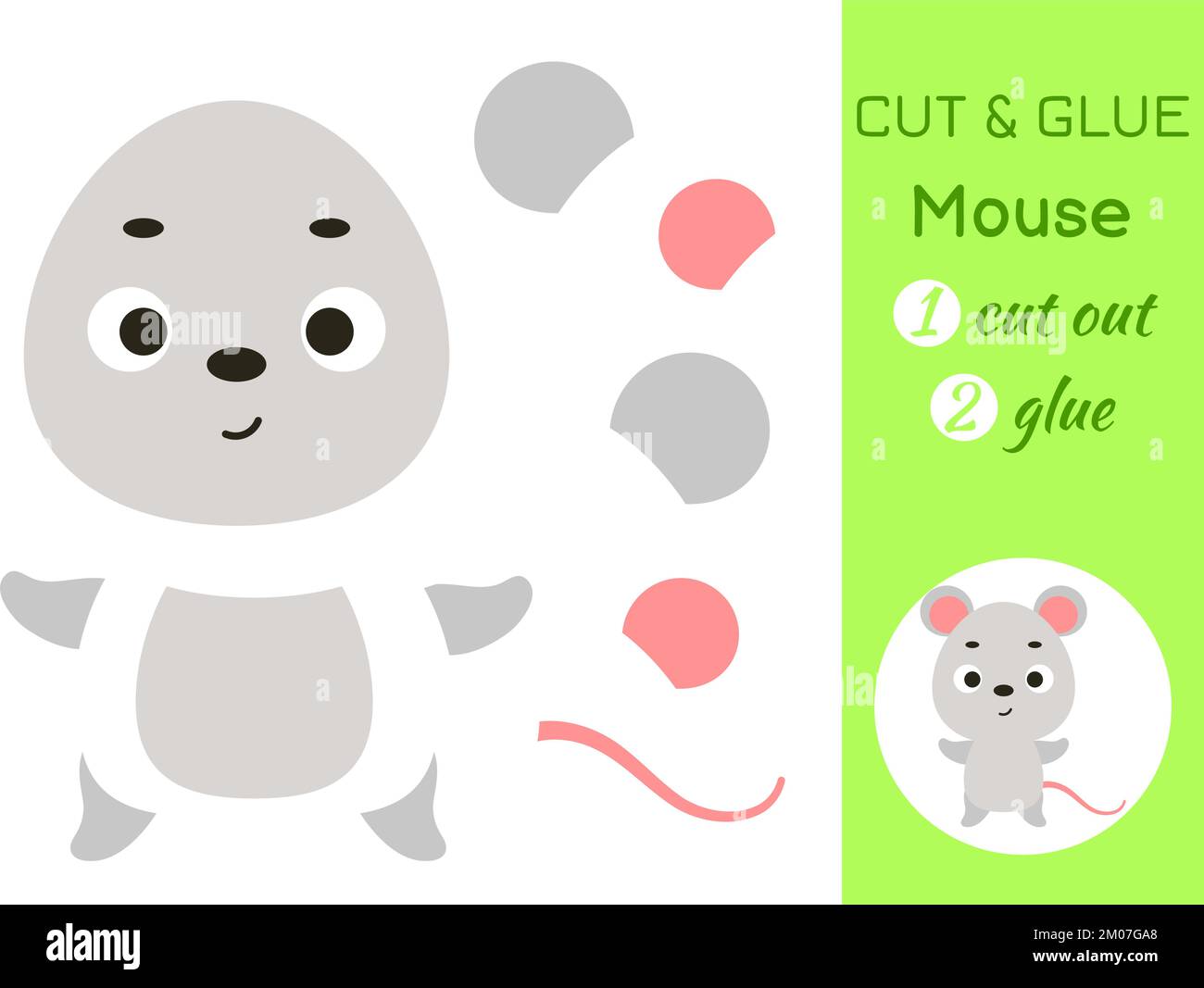 Cut and glue paper little mouse. Kids crafts activity page. Educational ...