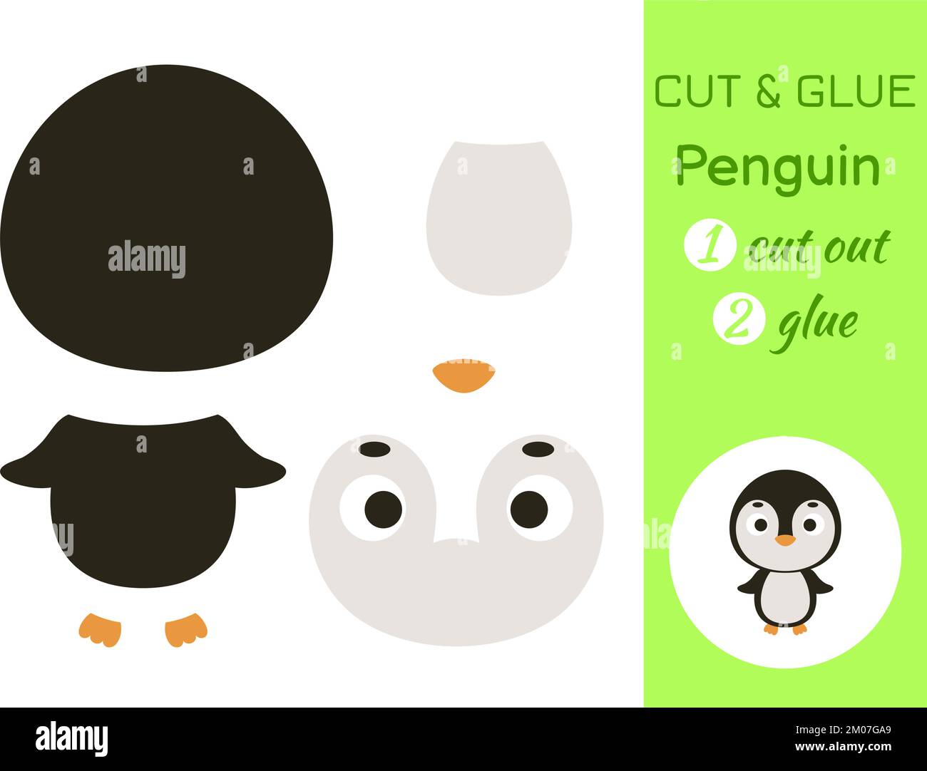 Cut and glue paper little penguin. Kids crafts activity page ...