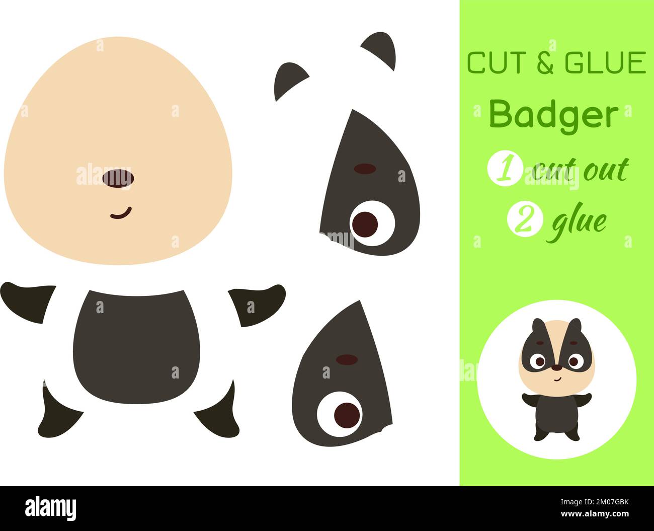 Cut and glue paper little badger. Kids crafts activity page ...