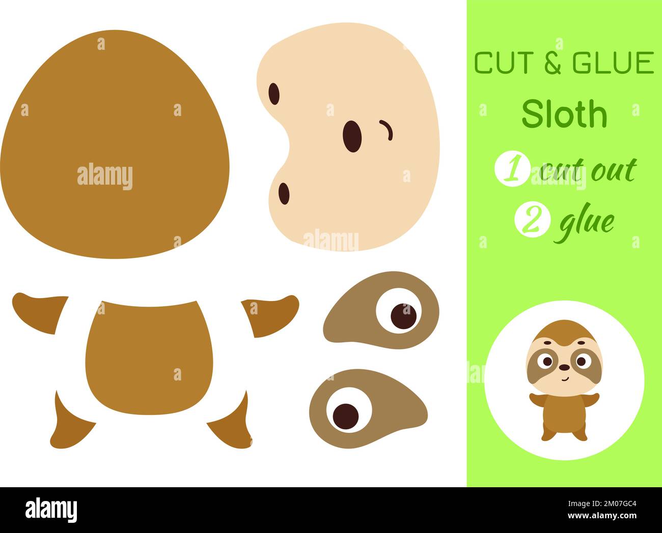 Cut and glue paper little sloth. Kids crafts activity page. Educational ...
