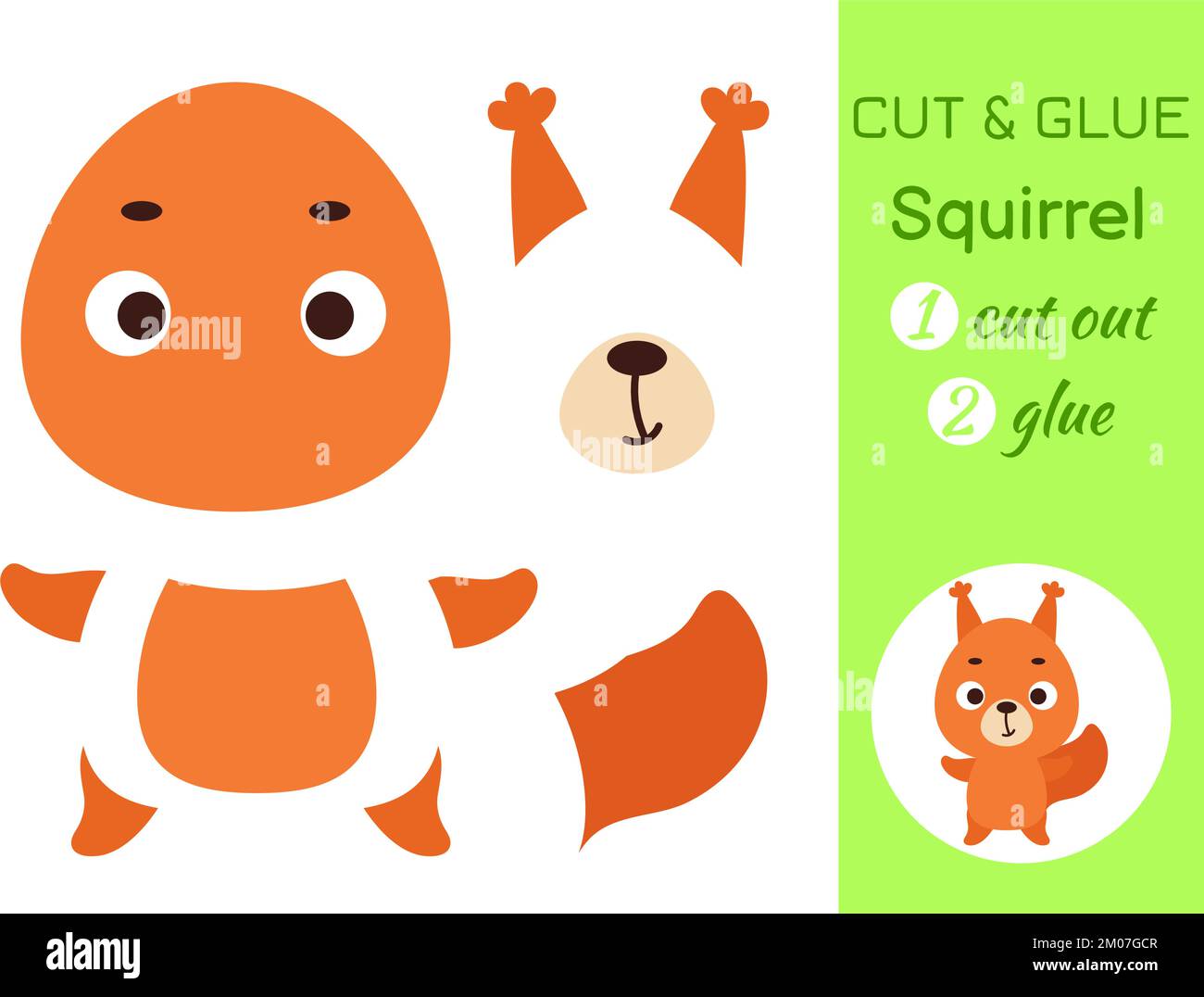 Cut and glue paper little squirrel. Kids crafts activity page ...
