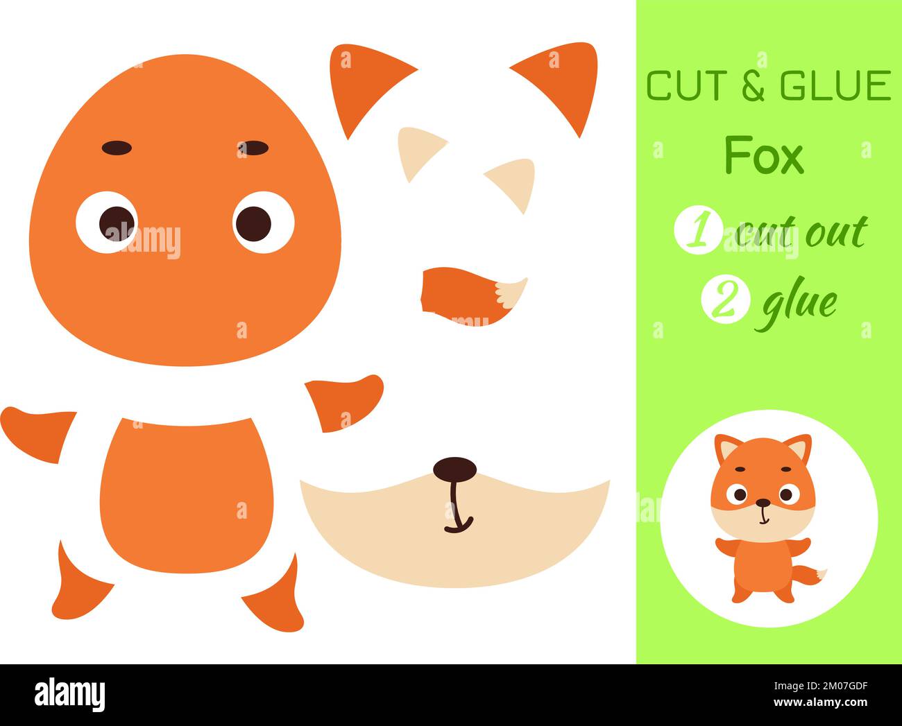 Cut and glue paper little fox. Kids crafts activity page. Educational ...