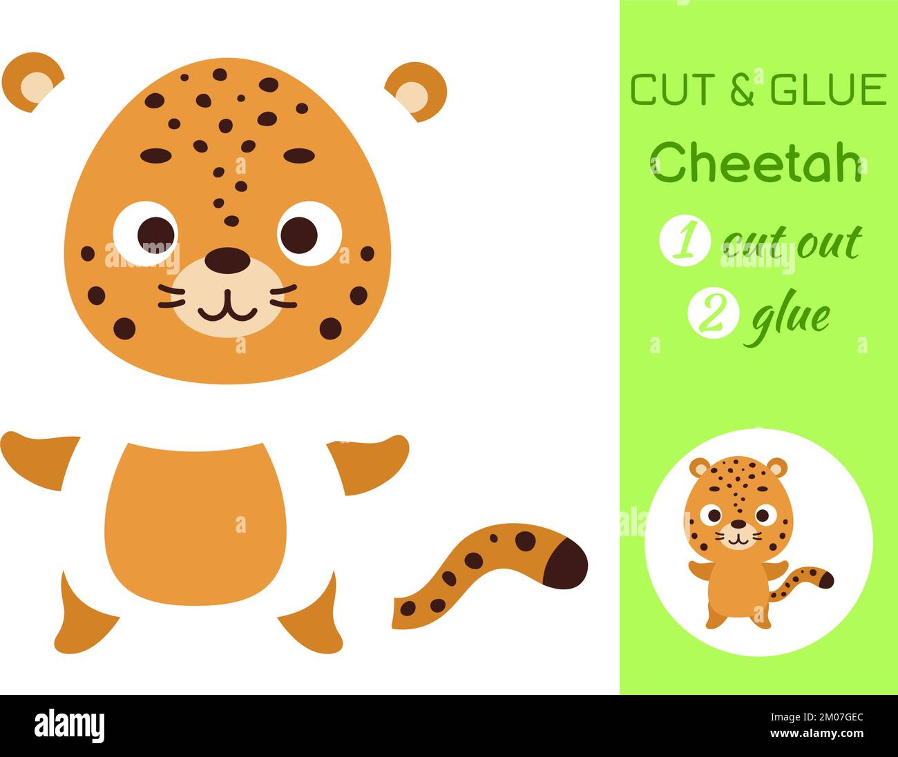 Cut and glue paper little cheetah. Kids crafts activity page ...