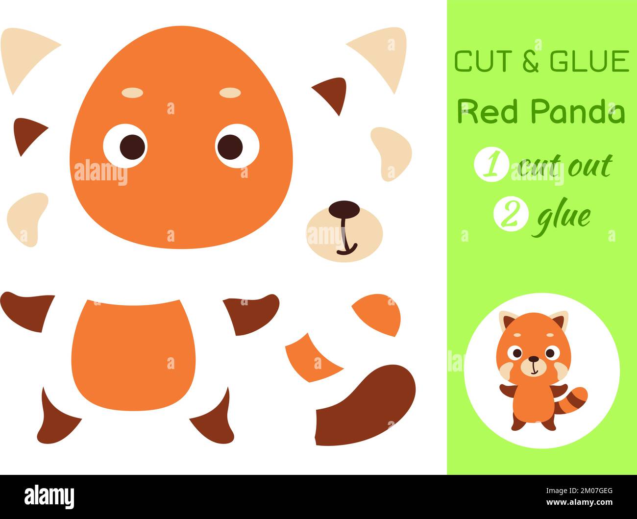 Cut and glue paper little red panda. Kids crafts activity page ...