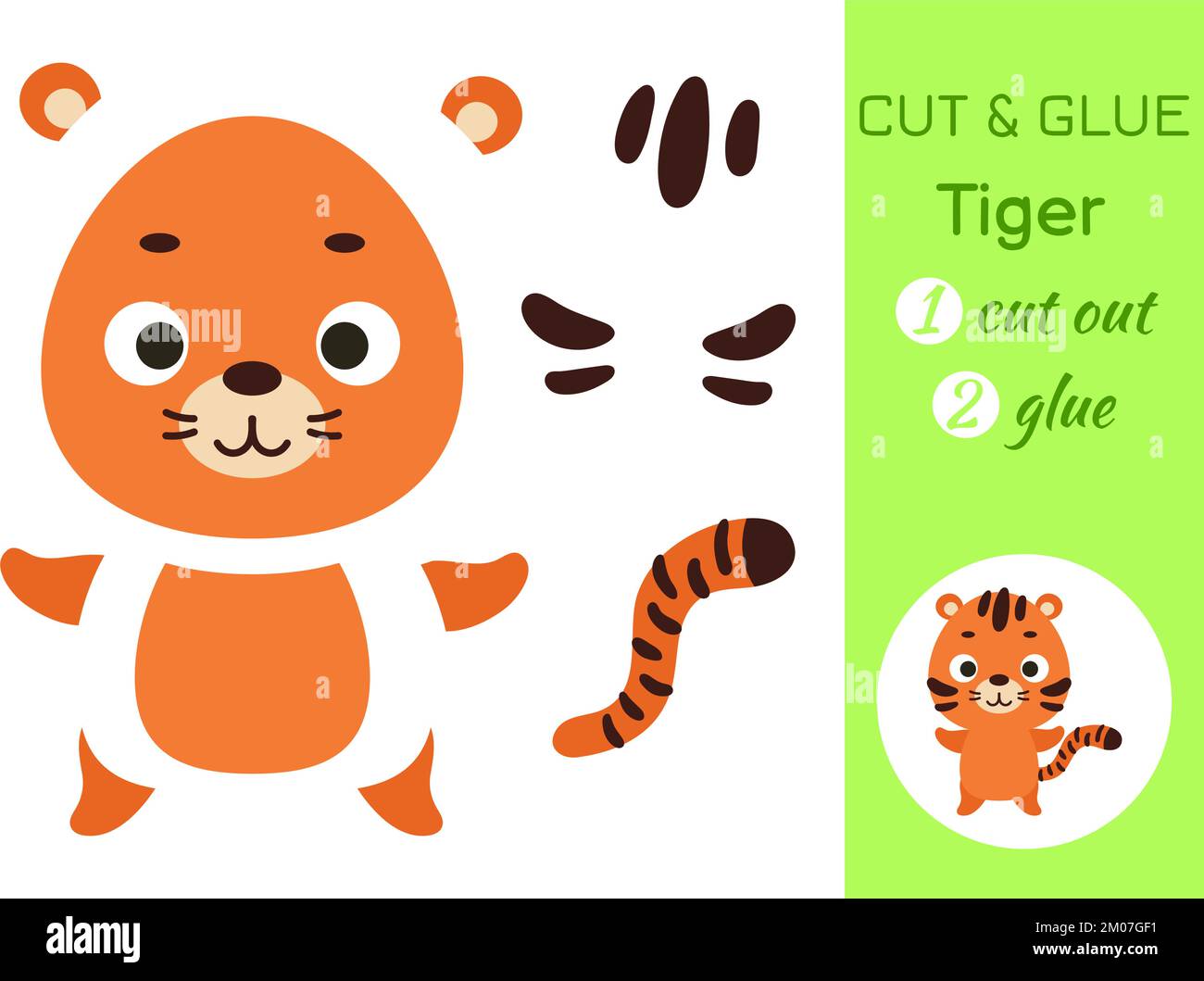 Cut and glue paper little tiger. Kids crafts activity page. Educational ...