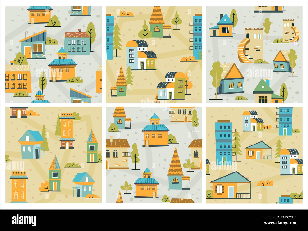 Decorative background pattern set with houses Stock Vector Image & Art ...