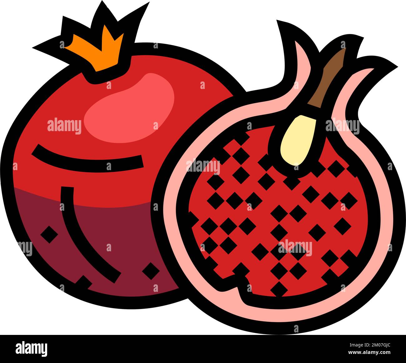 whole cut pomegranate color icon vector illustration Stock Vector Image ...