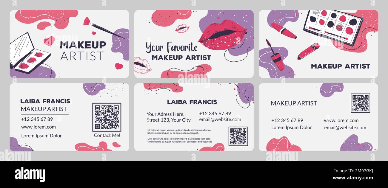 Business card design set for female makeup artist Stock Vector Image ...