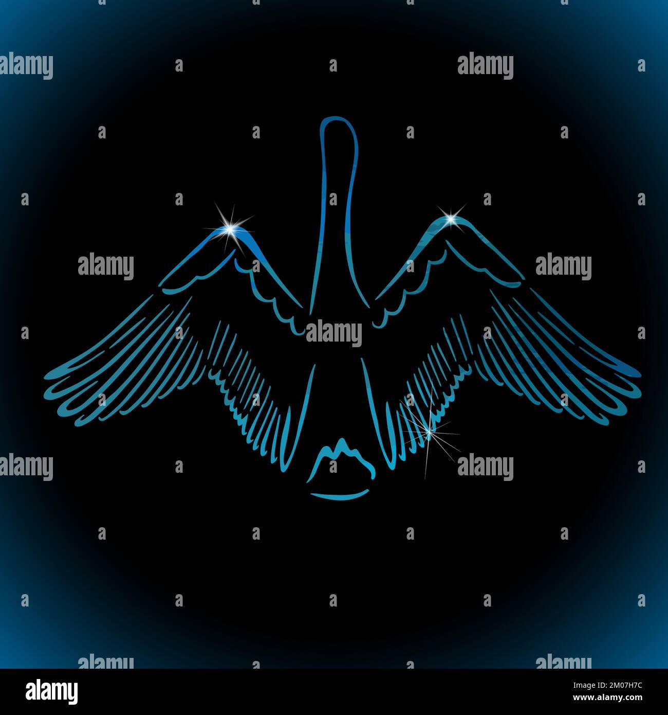 Beautiful multicolored abstract silhouette of a swan. One line drawing ...