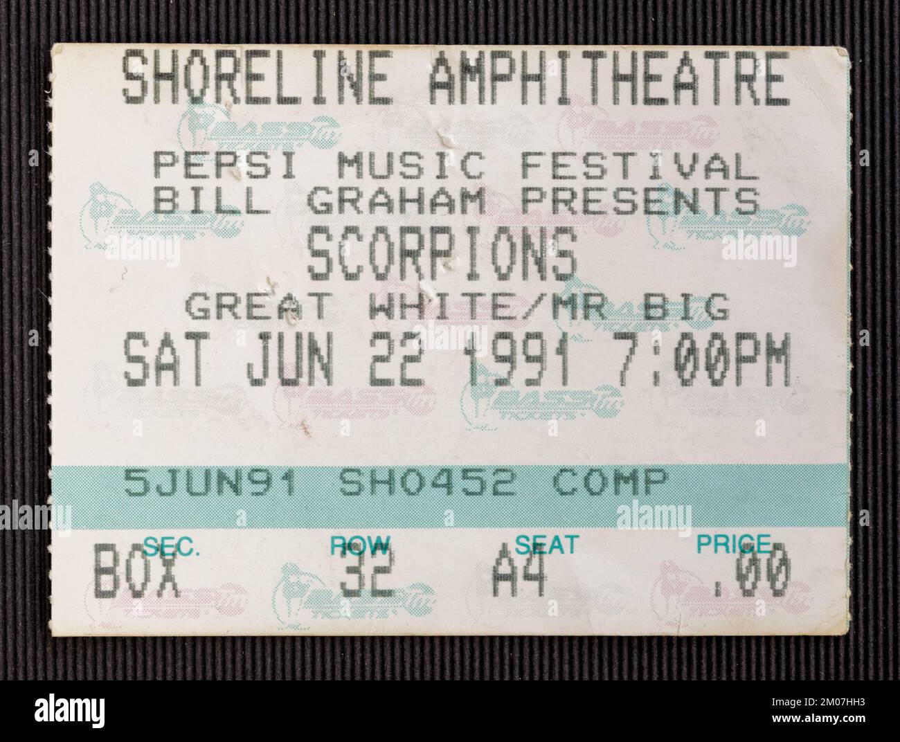 Mountain View, California - June 22, 1991 - Old used ticket for the ...