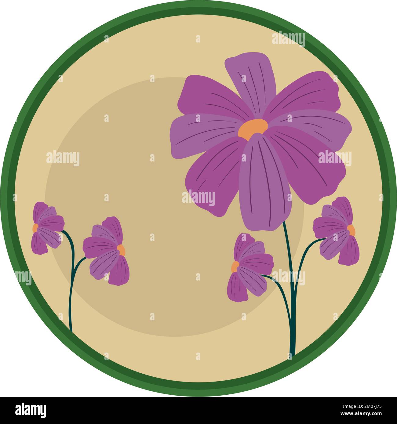 round label flowers Stock Vector Image & Art - Alamy