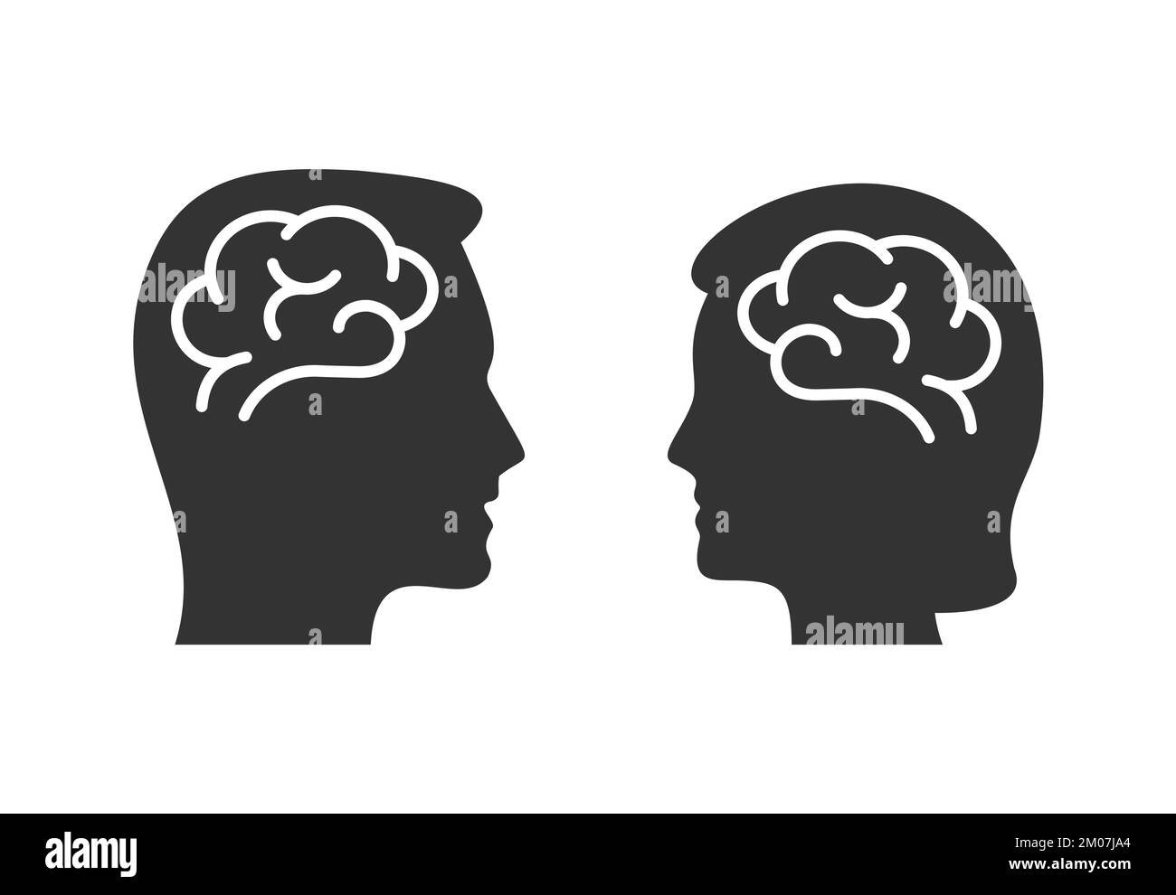 Human brain icons of a girl and a guy on white background. Vector ...