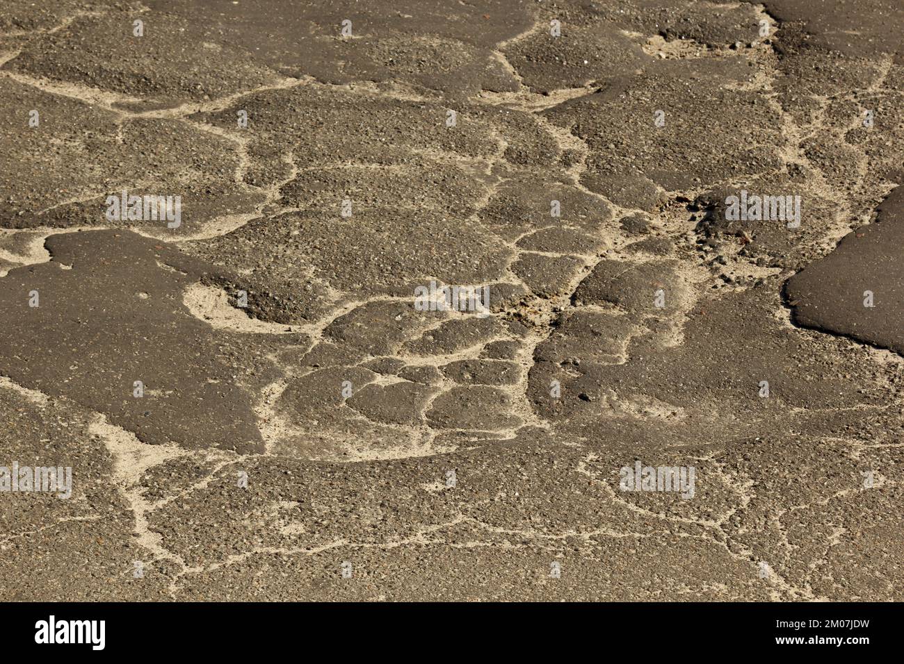 cracked blue asphalt ground closeup. damaged structure background Stock ...