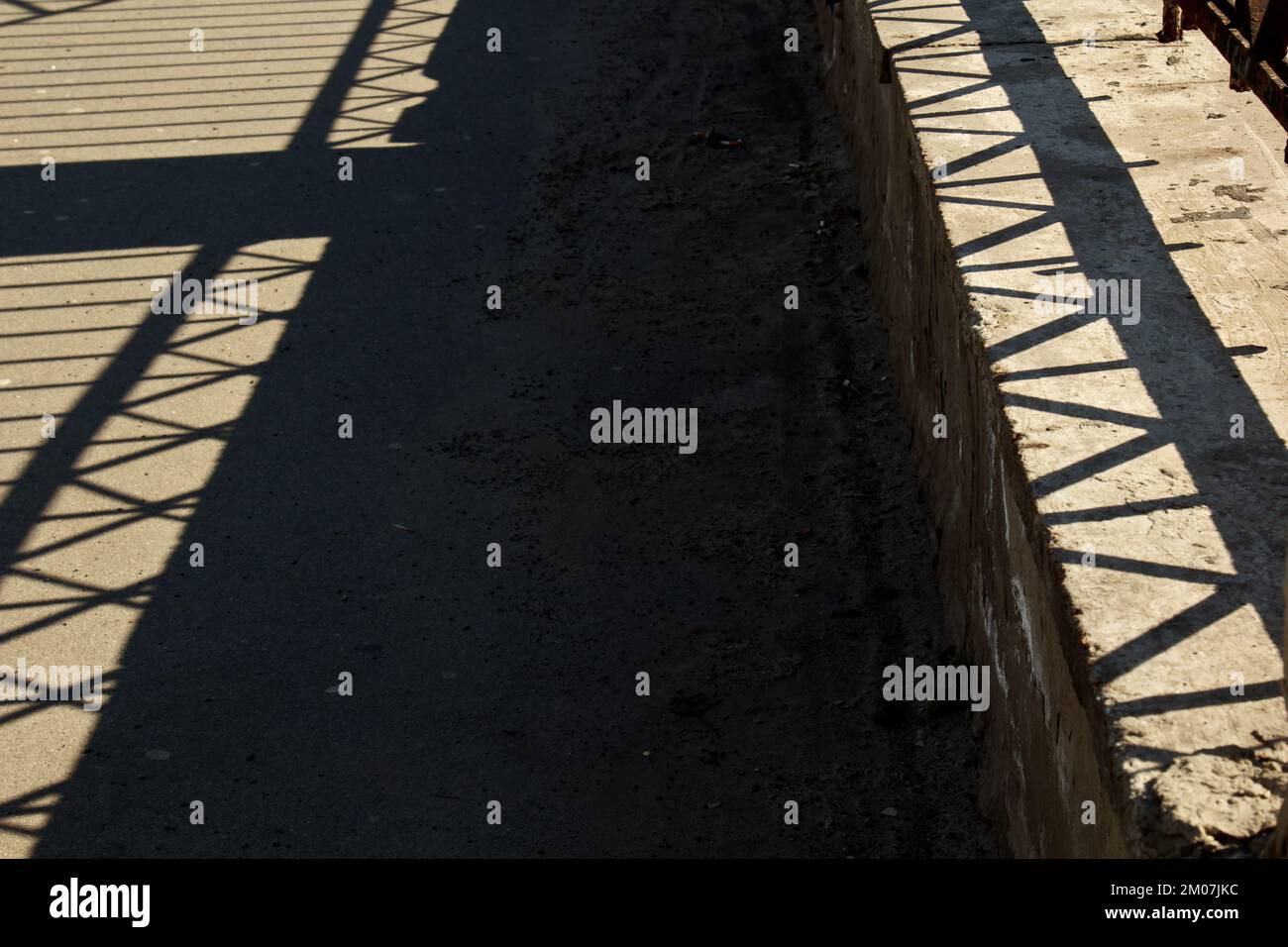 geometric shadows from the grid on the ground. view from above ...