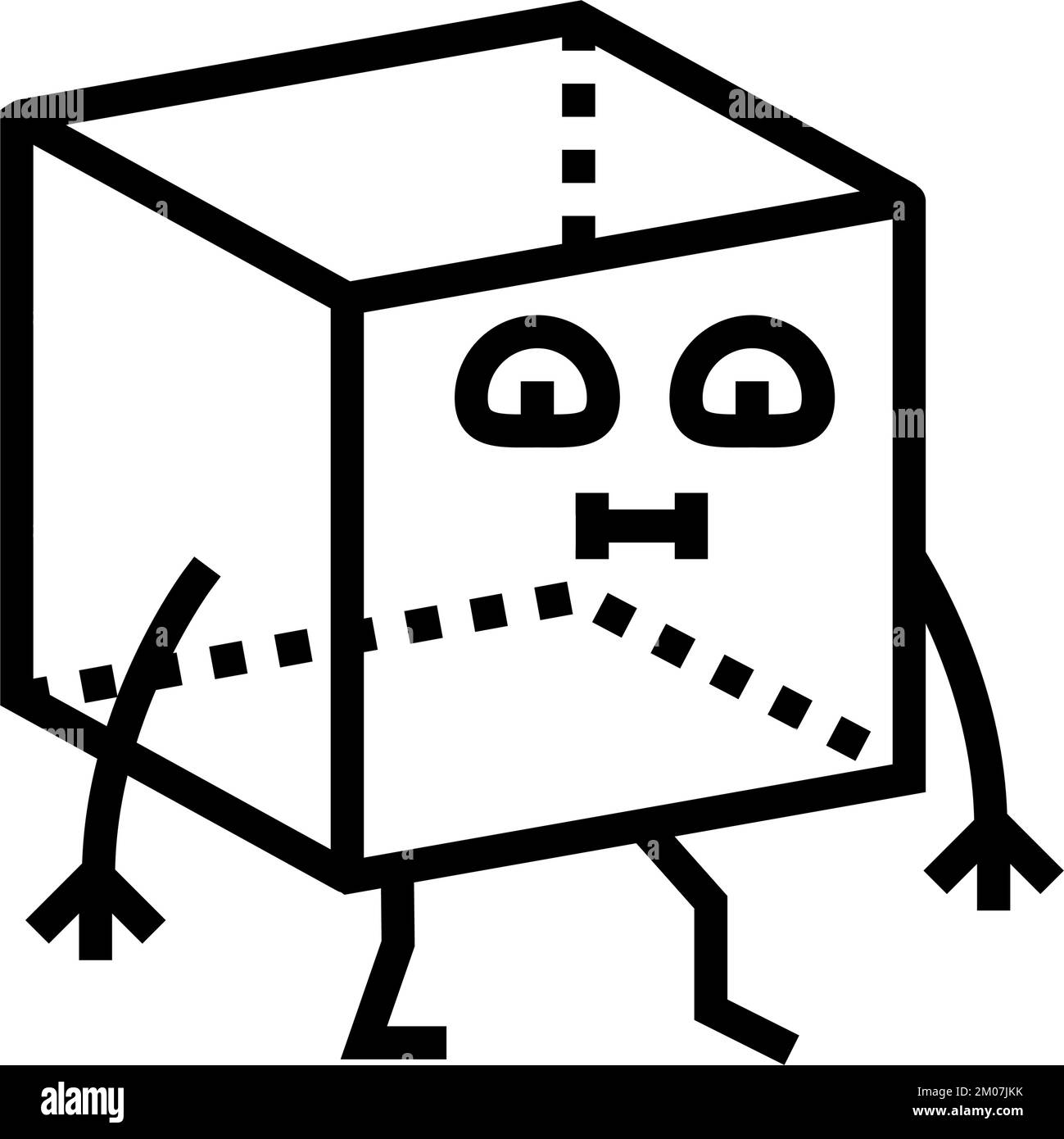 cube geometric shape character line icon vector illustration Stock ...