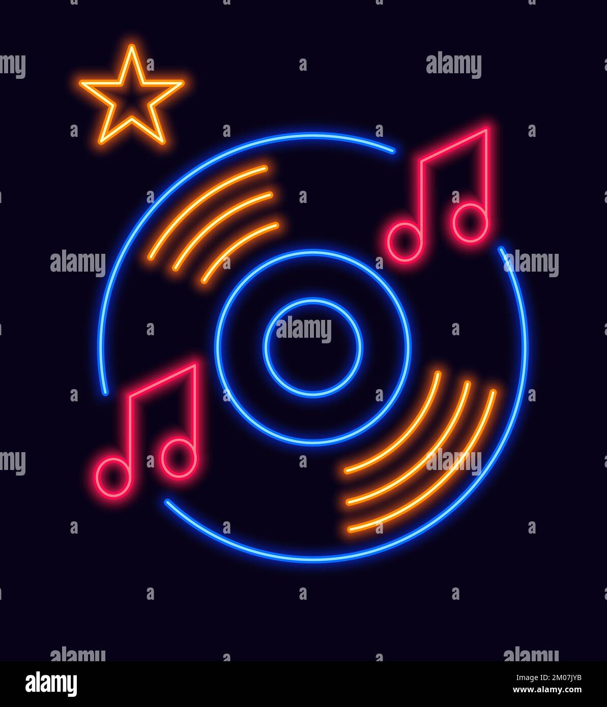 Neon sign for night club, vinyl plate and music Stock Vector Image ...