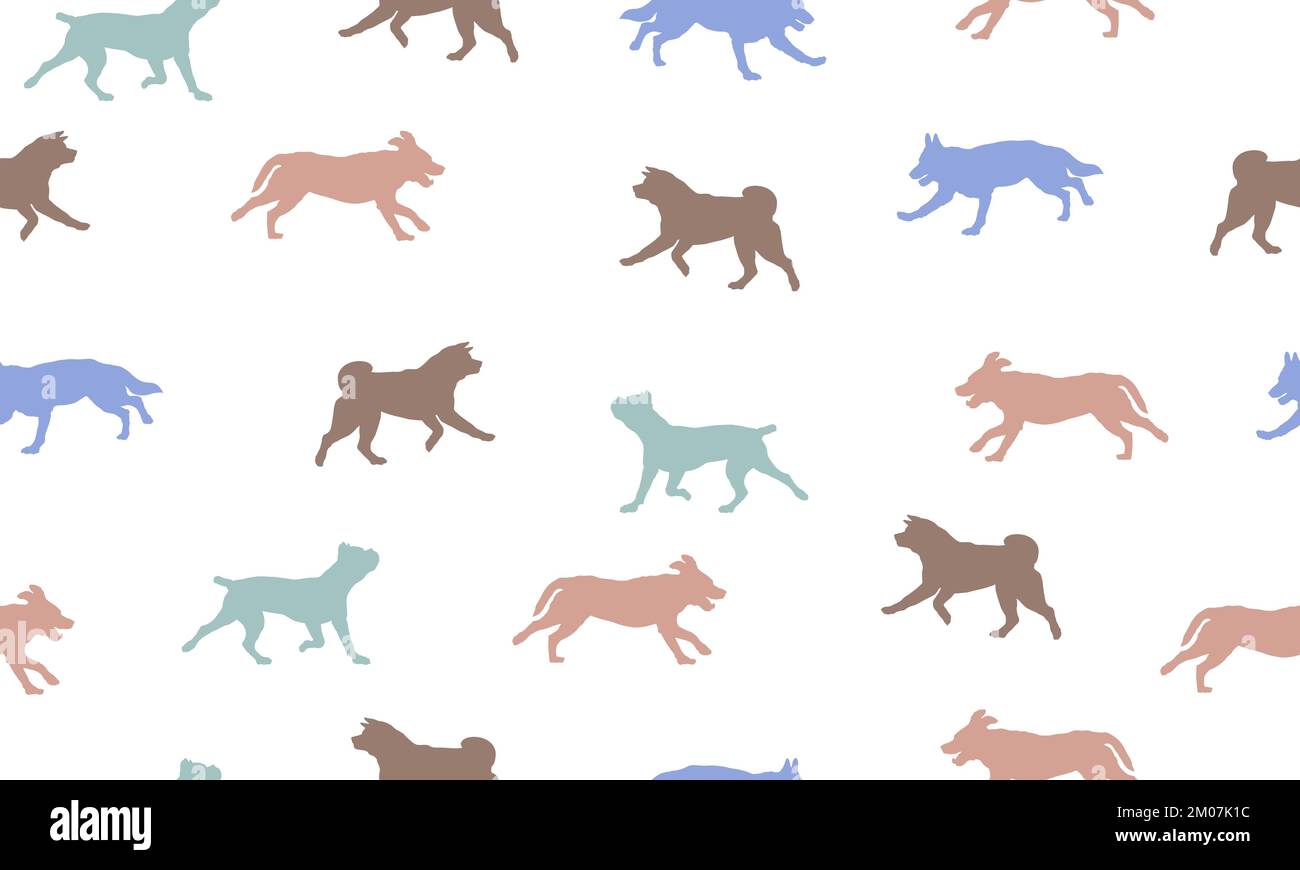 Dogs different colors isolated on a white background. Seamless pattern ...