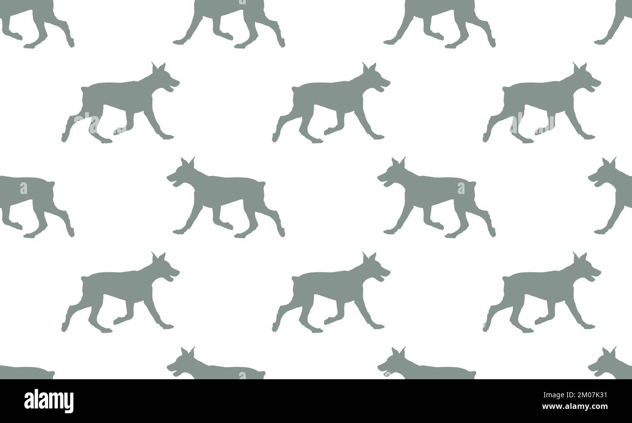 Seamless pattern. Running doberman pinscher puppy isolated on white ...