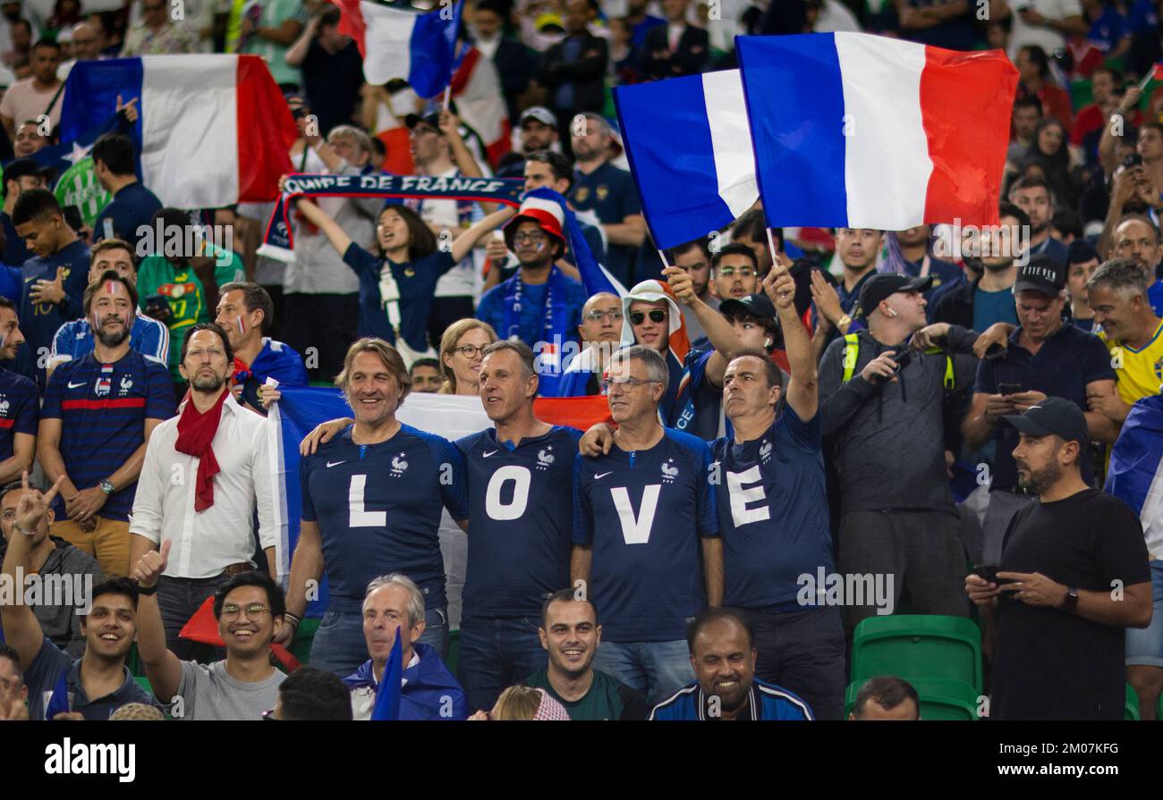 Doha, Qatar. 4th Dec, 2022. French Fans with LOVE Jerseys France ...