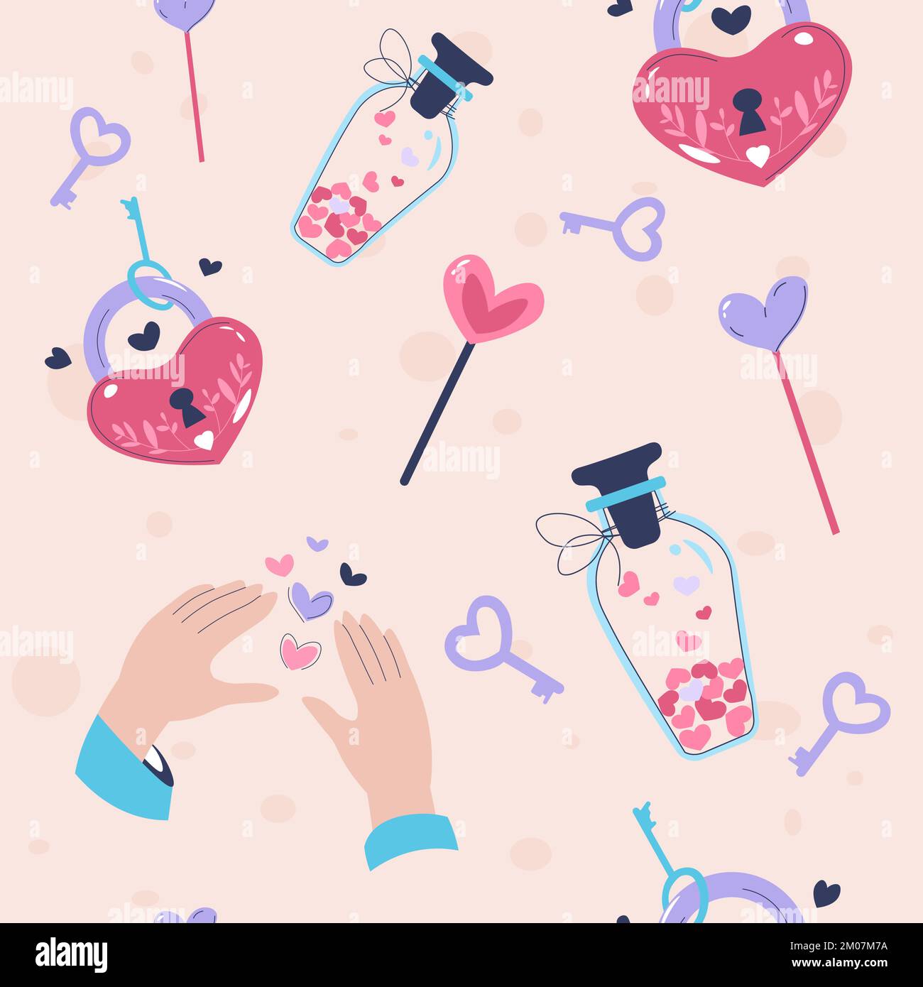Saint Valentines day, heart locks and keys pattern Stock Vector Image ...