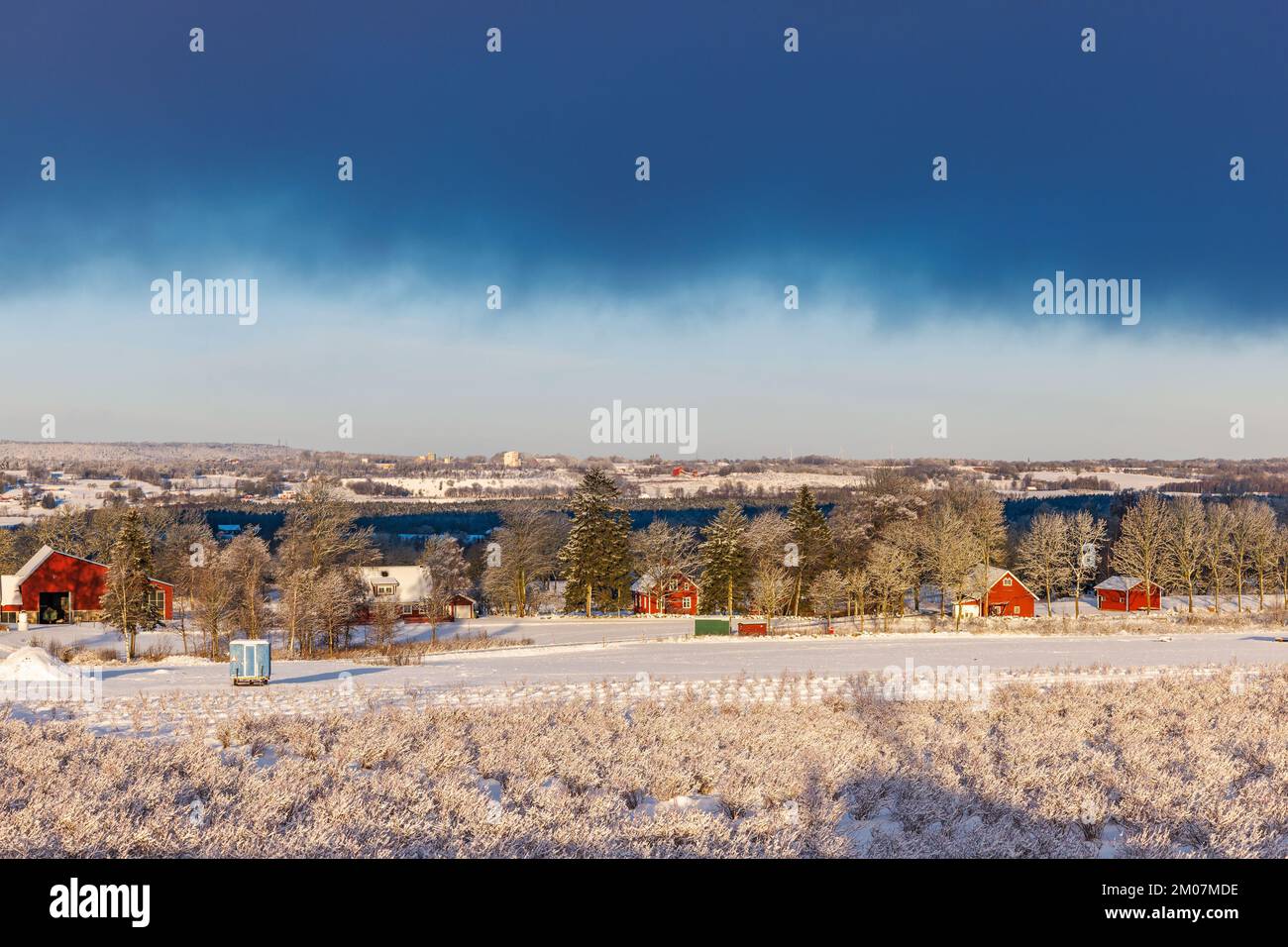 Countryside village on a cold snowy winter day Stock Photo - Alamy