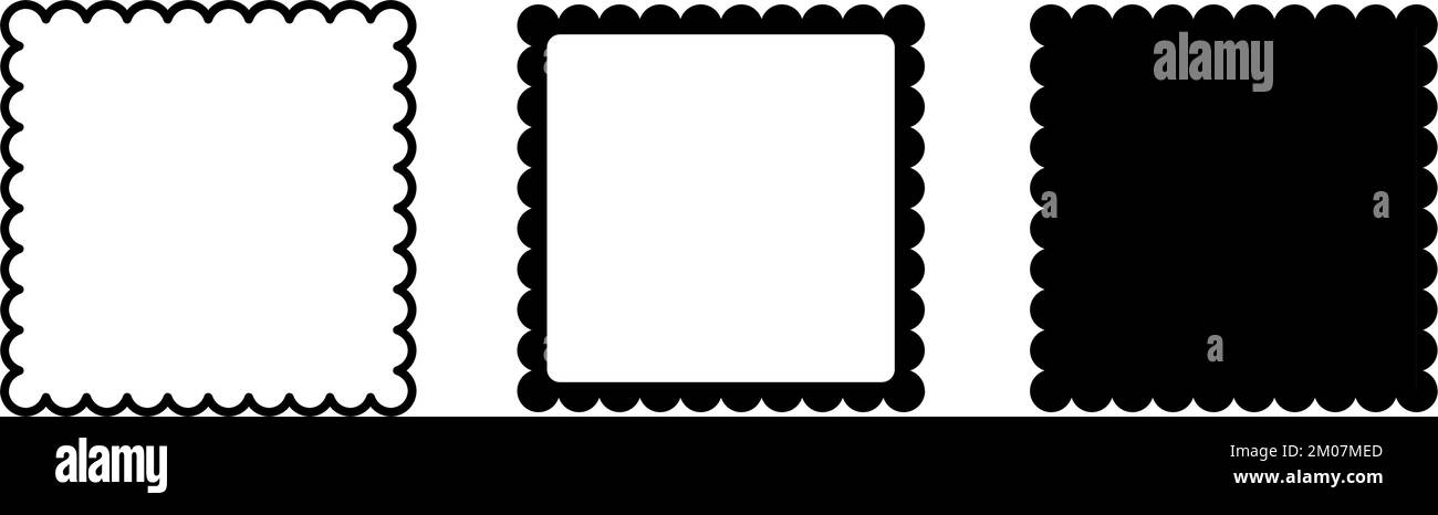 Square scalloped frame. Scalloped edge rectangle shape. Simple label ...