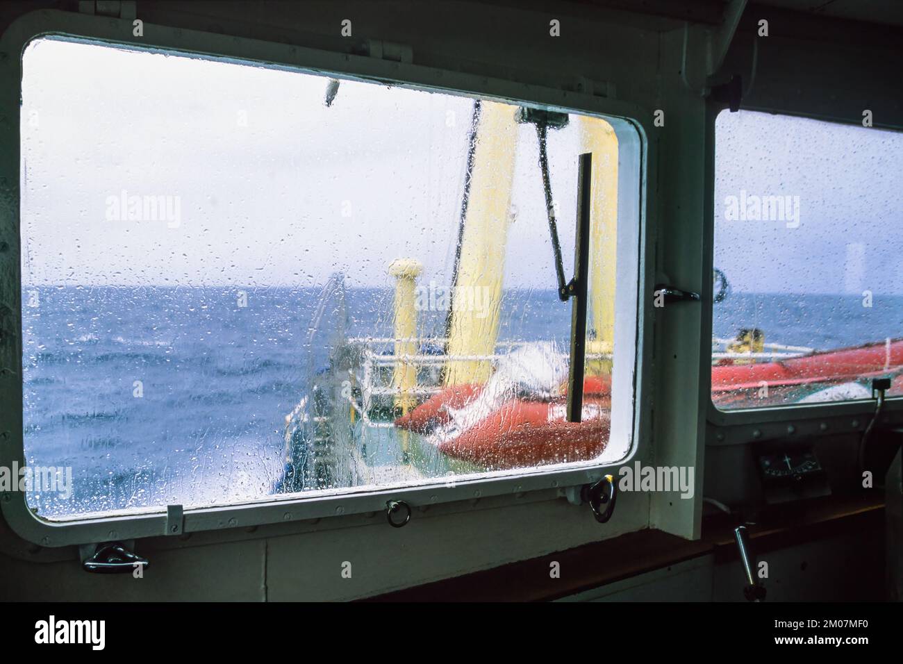 View from the ships bridge at a rough sea Stock Photo - Alamy