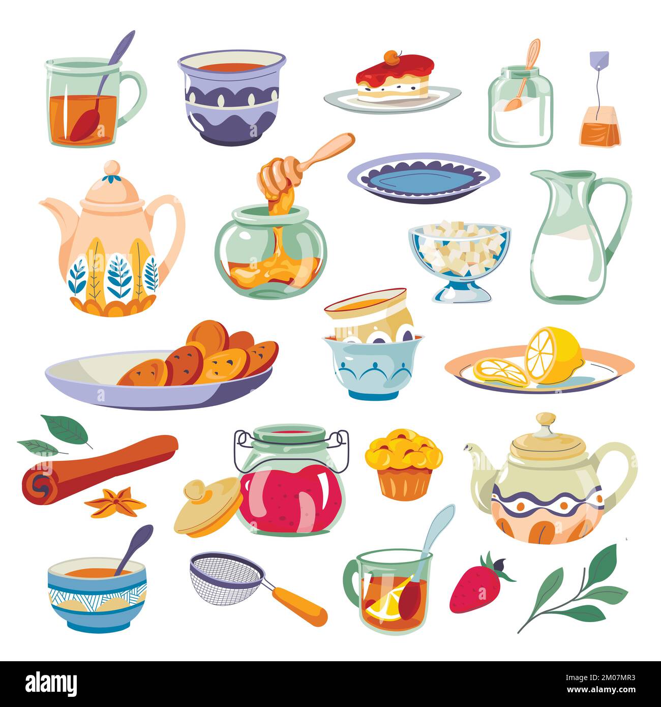 Afternoon tea and sweets Stock Vector Images - Alamy