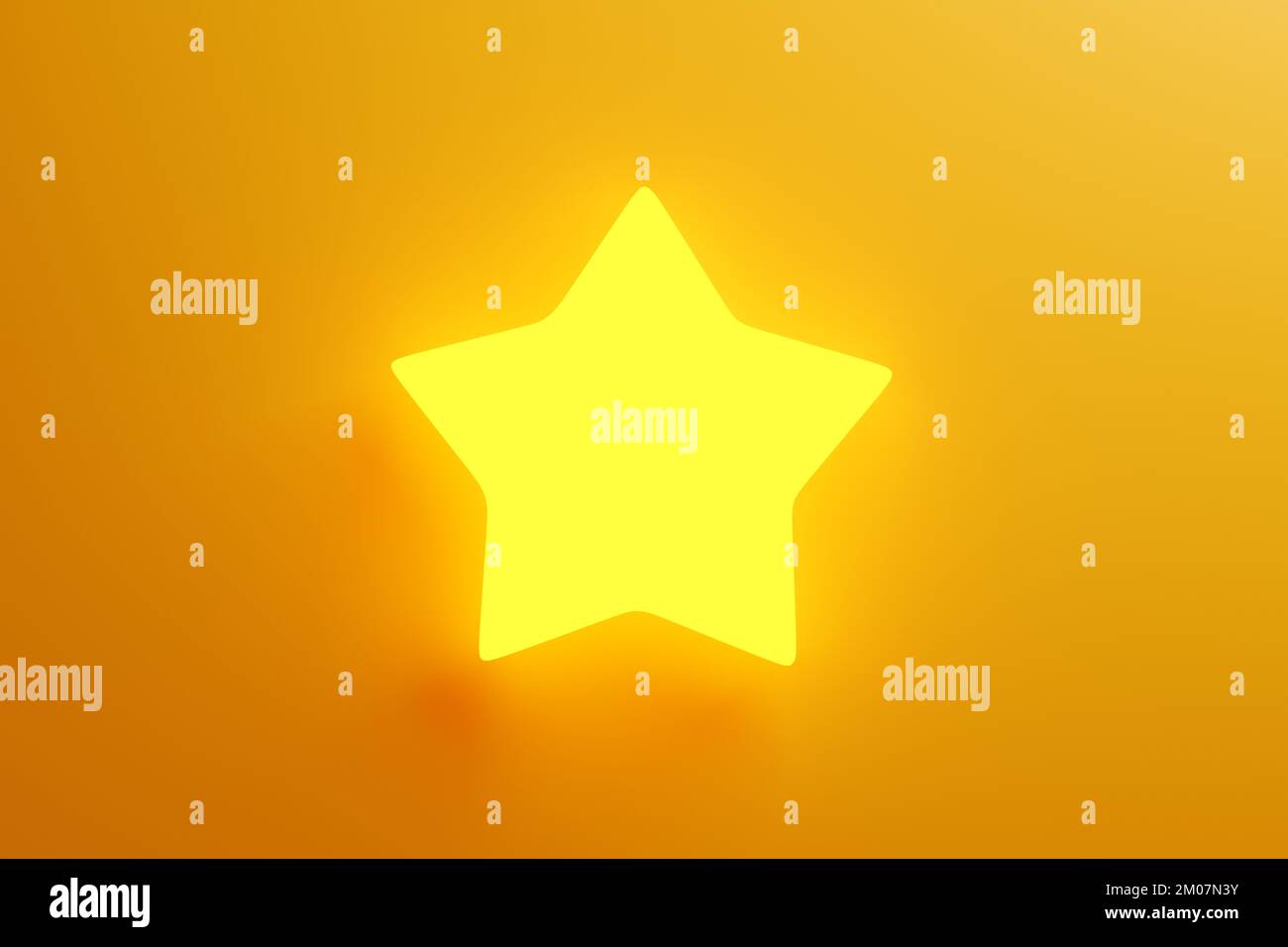 Glowing yellow star on yellow background. Best star rating, evaluation ...