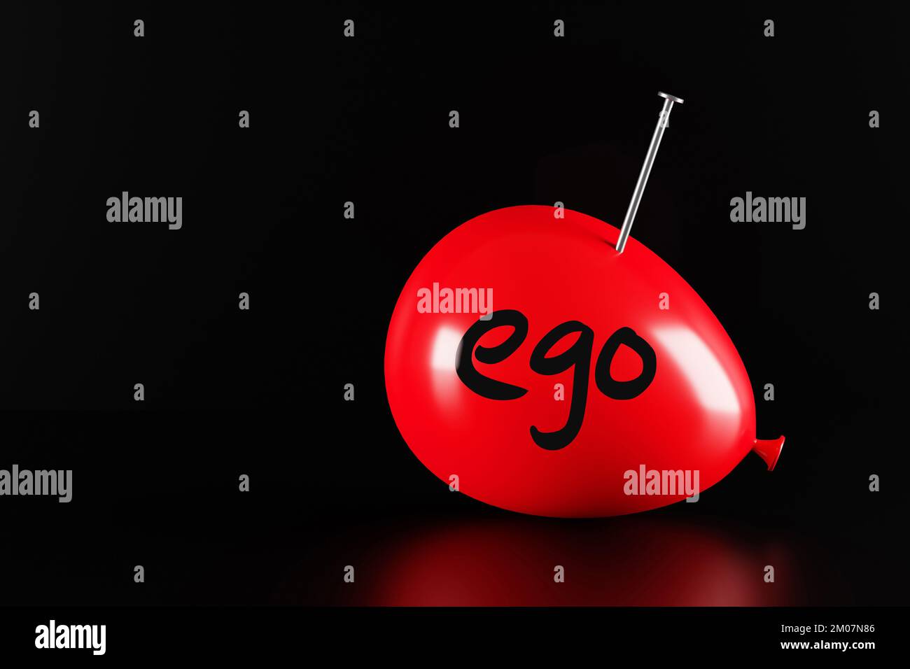 Inflated or deflated ego and selfishness concept. Red balloon with the ...