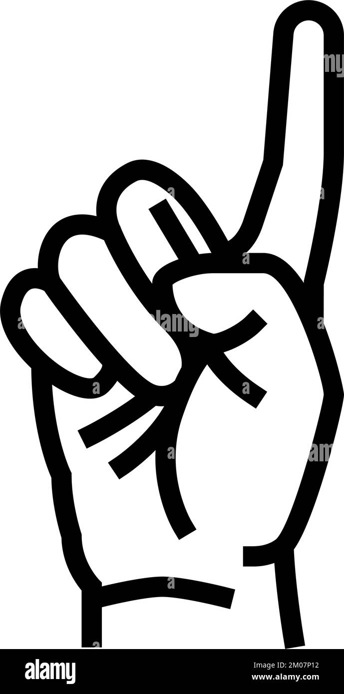 one number hand gesture line icon vector illustration Stock Vector ...