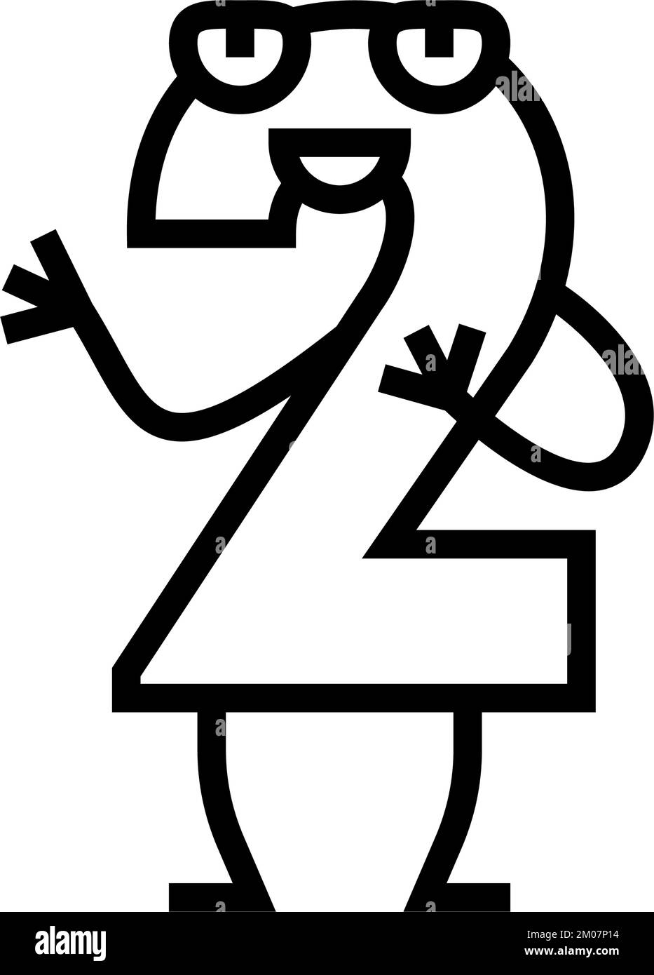 two number character line icon vector illustration Stock Vector Image ...