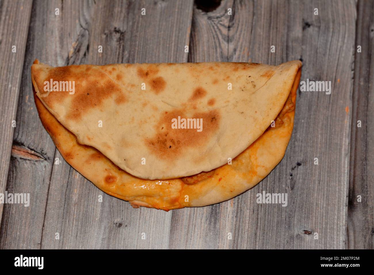 Traditional Arabic Syrian cuisine of a baked snack called Manakish a ...