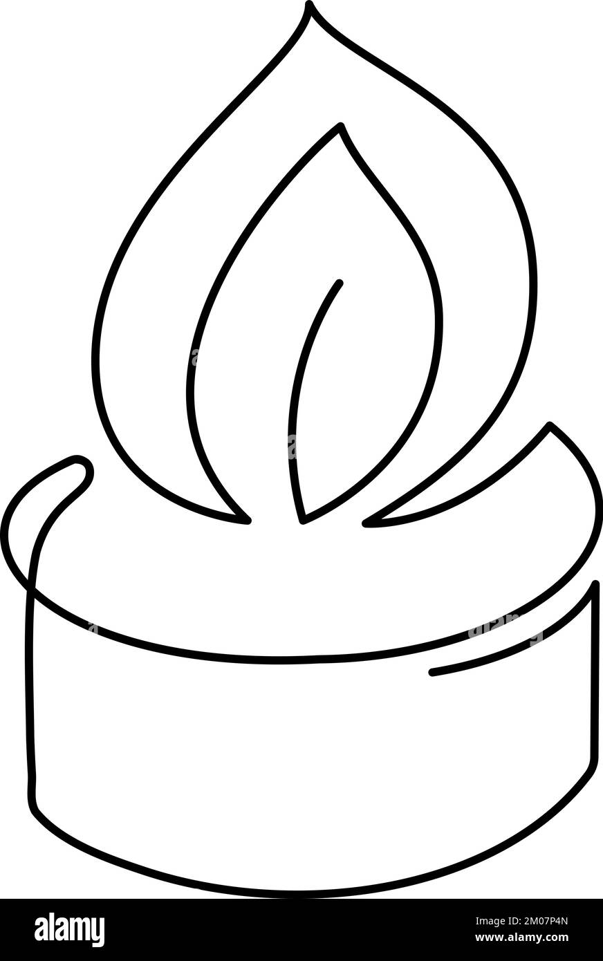 Vector Hand drawn one line burning candle art logo icon. Continuous ...
