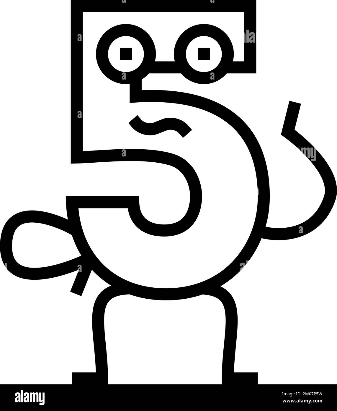 five number character line icon vector illustration Stock Vector Image ...