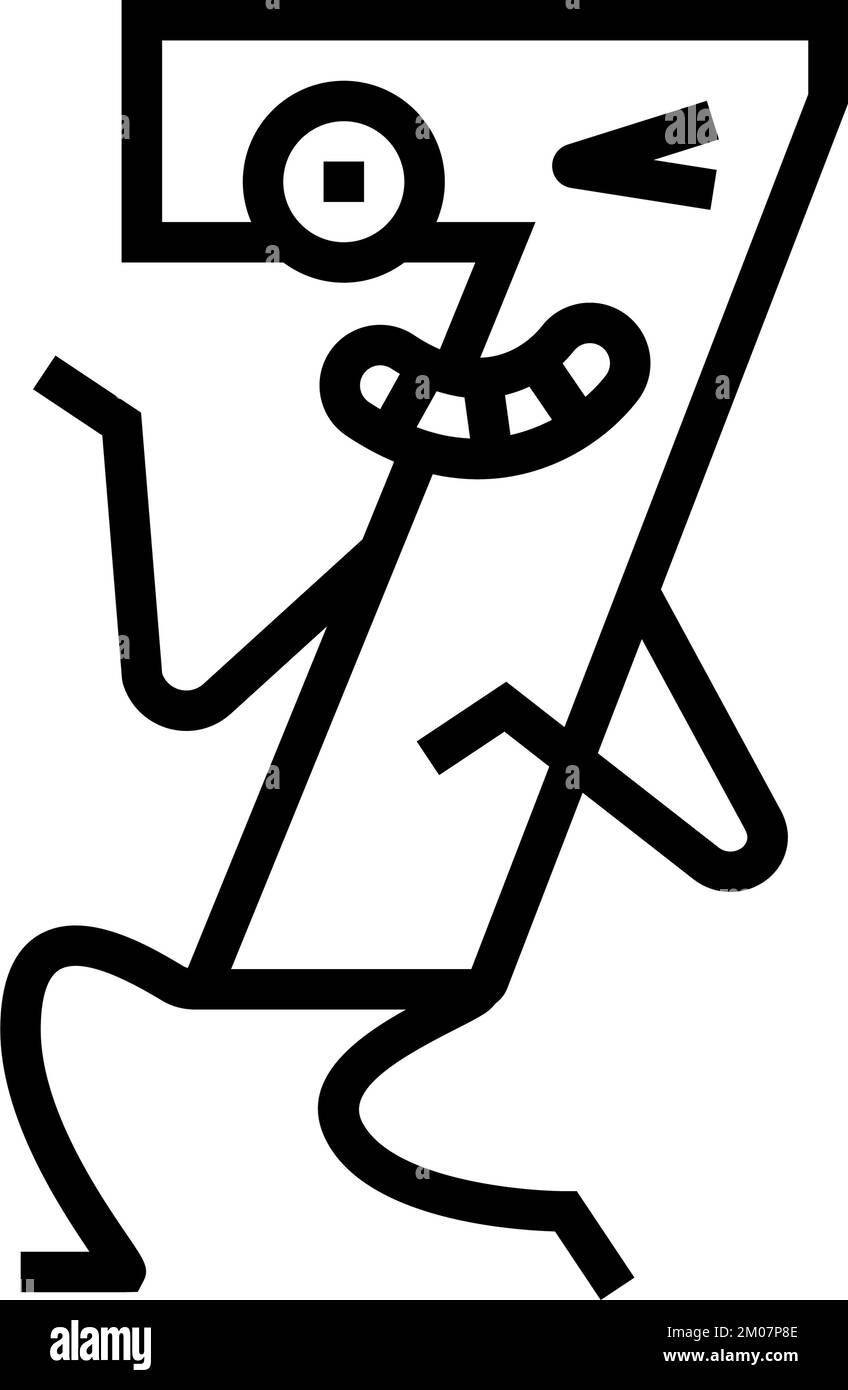 seven number character line icon vector illustration Stock Vector Image ...