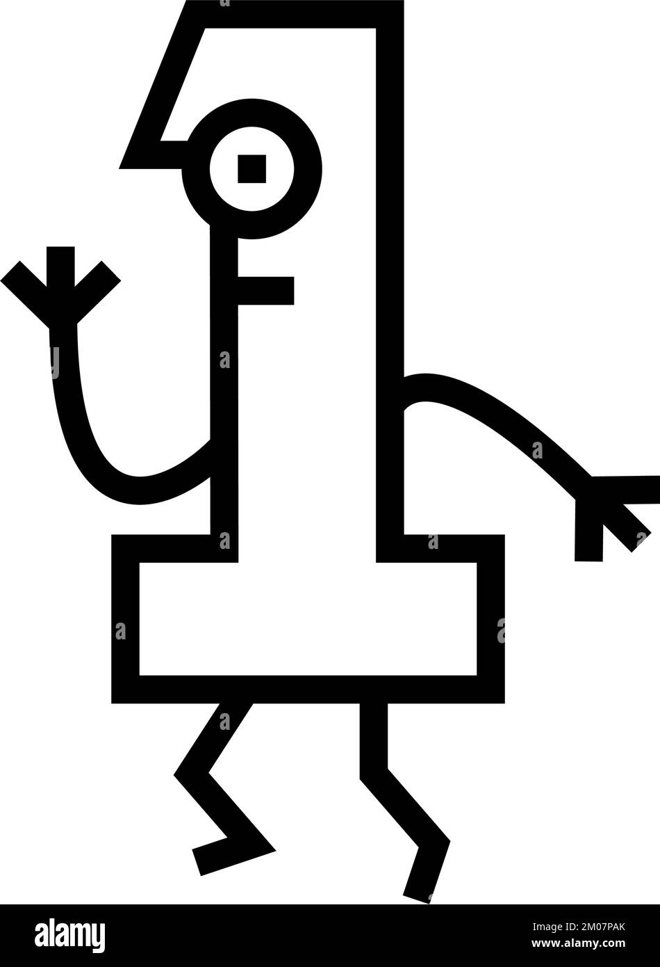 one number character line icon vector illustration Stock Vector Image ...