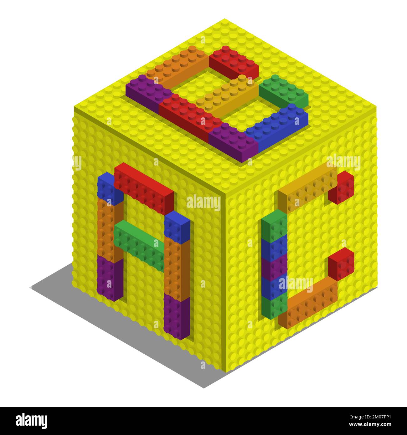Isometric toy bricks of cube with ABC letters of English alphabet on ...