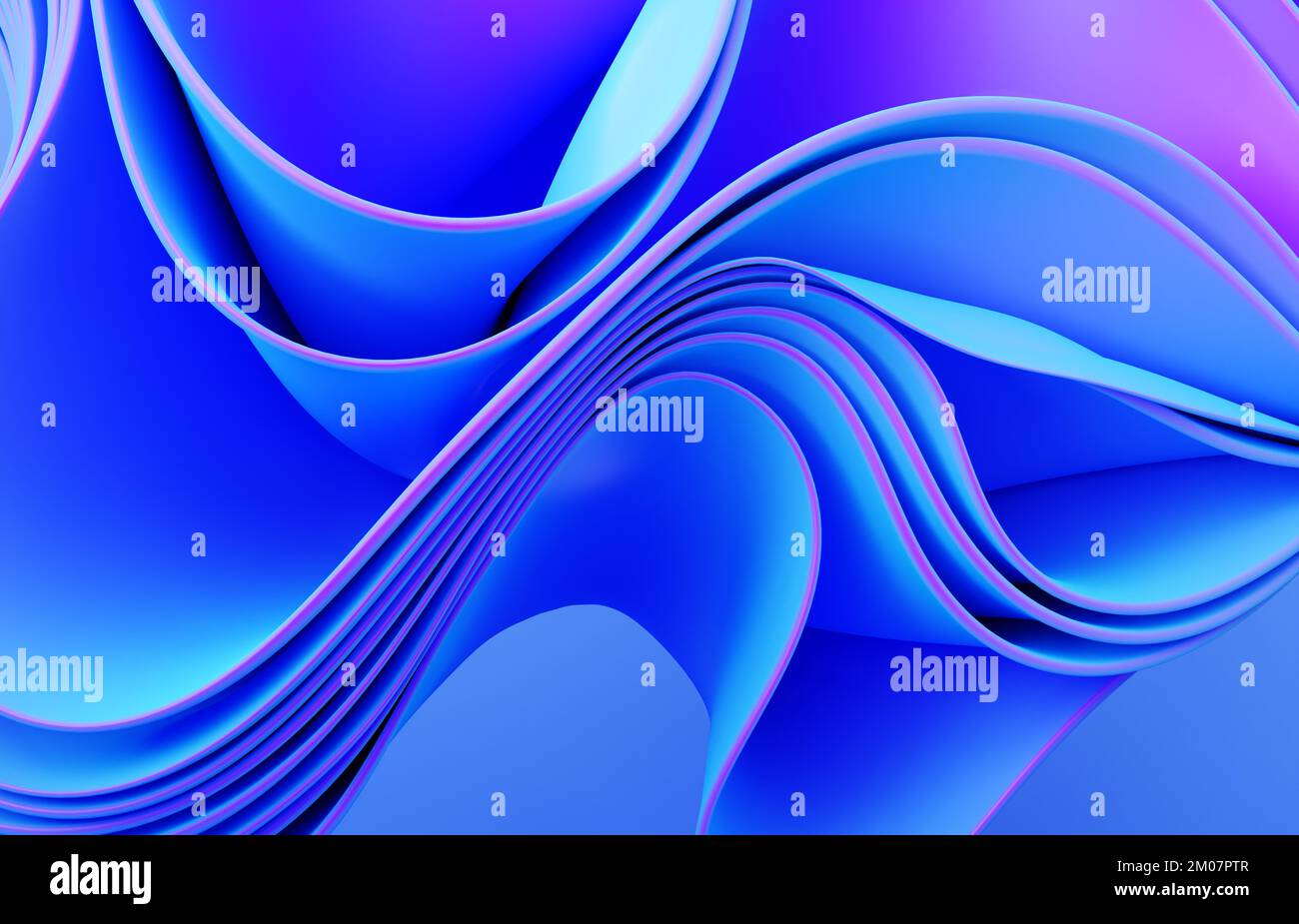 Abstract modern neon, blue, violet colors background with ruffle ...