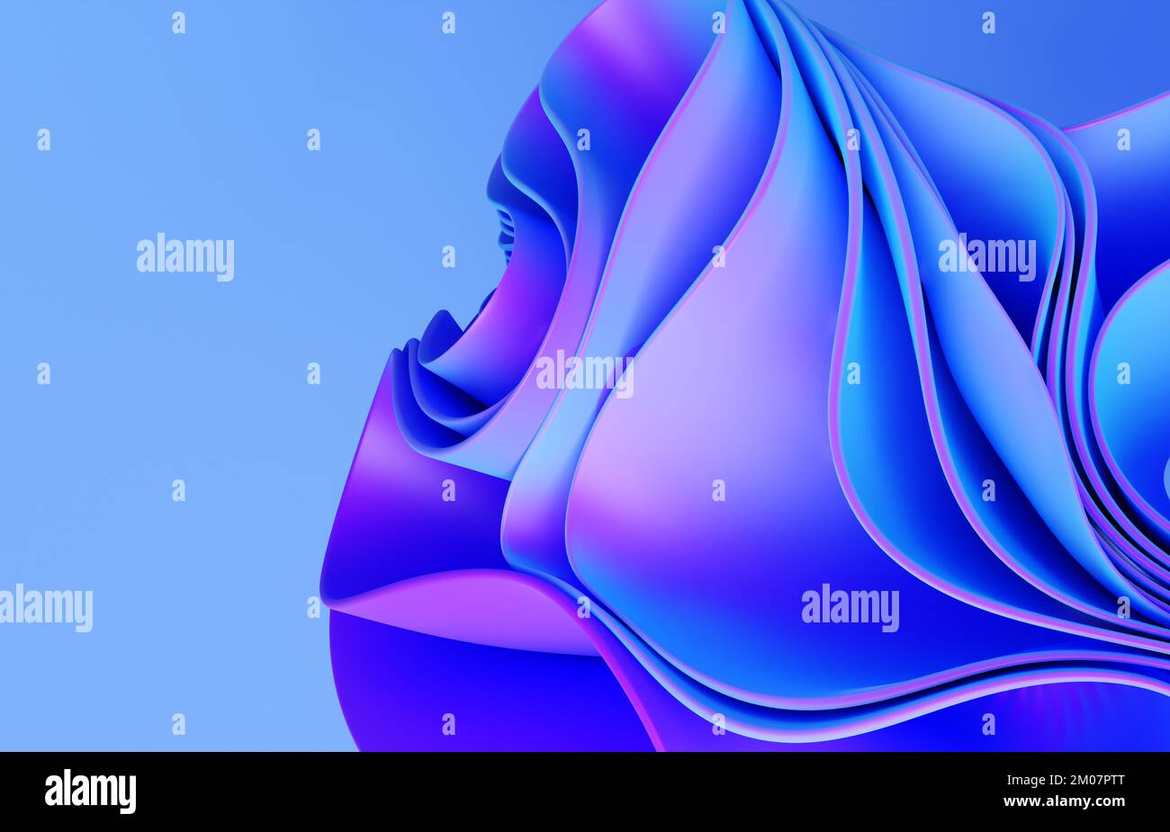 Abstract modern neon, blue, violet colors background with ruffle ...