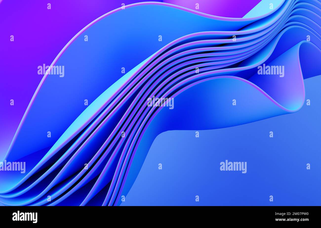 Abstract modern neon, blue, violet colors background with ruffle ...