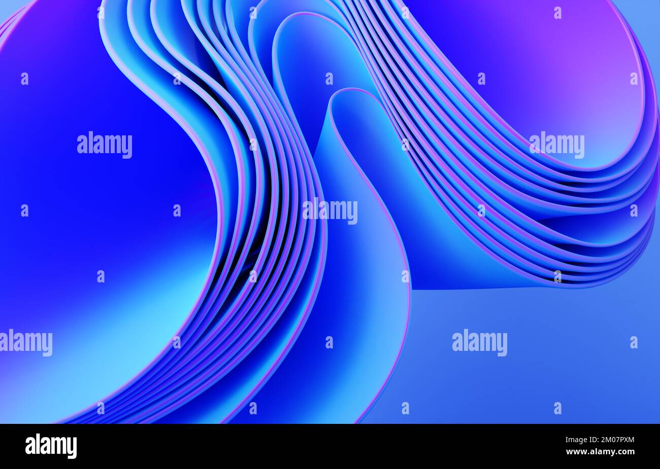Abstract modern neon, blue, violet colors background with ruffle ...