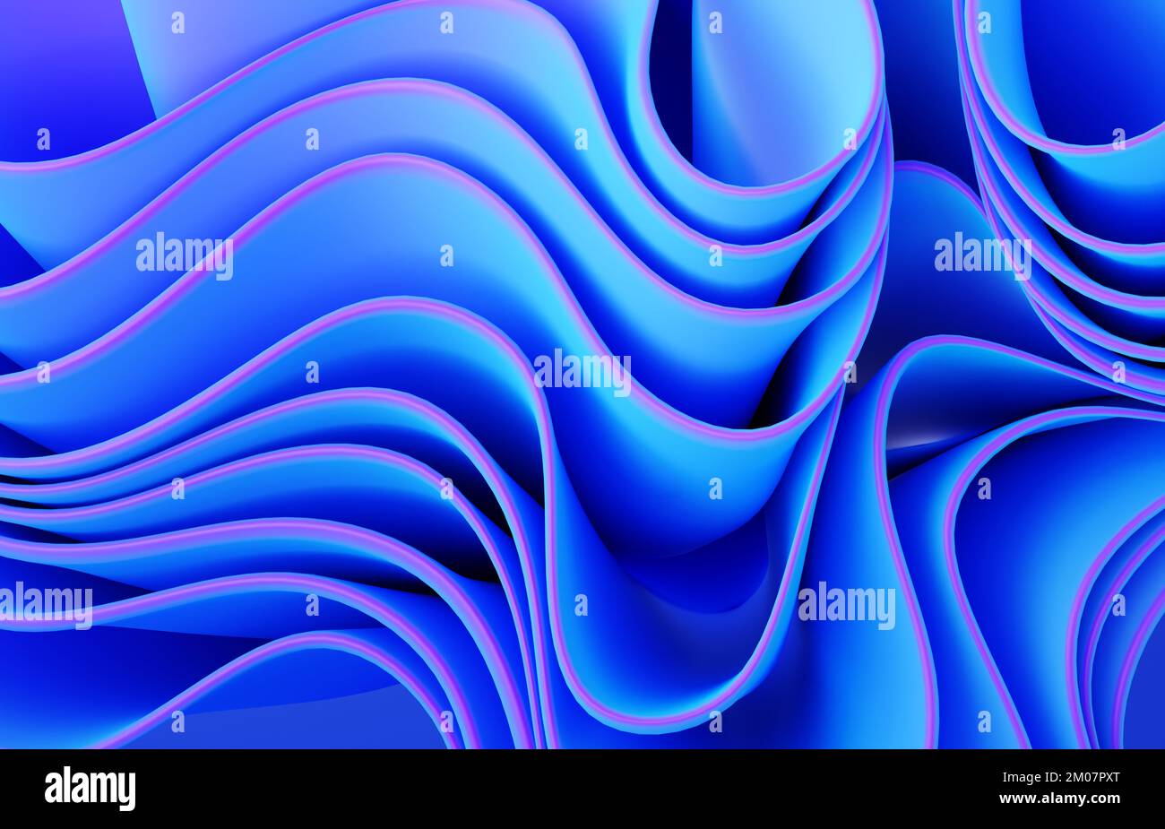 Abstract modern neon, blue, violet colors background with ruffle ...