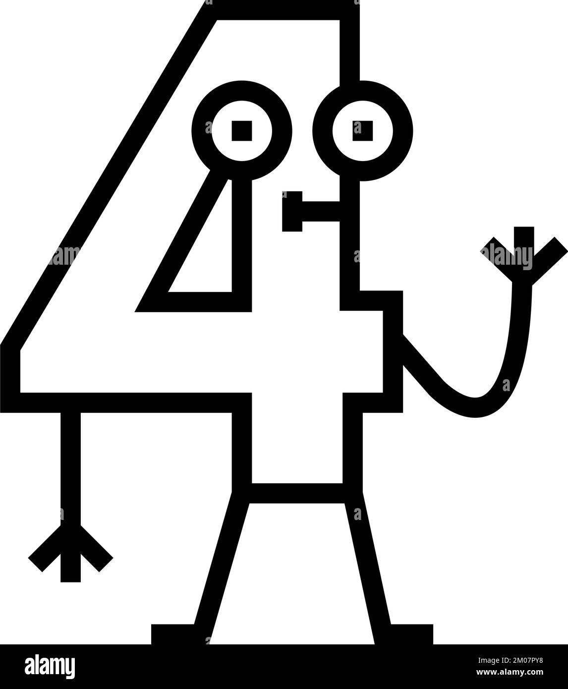 four number character line icon vector illustration Stock Vector Image ...