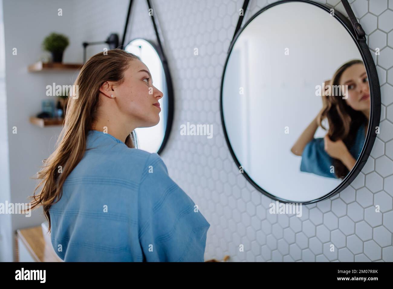 Woman morning routine hi-res stock photography and images - Alamy