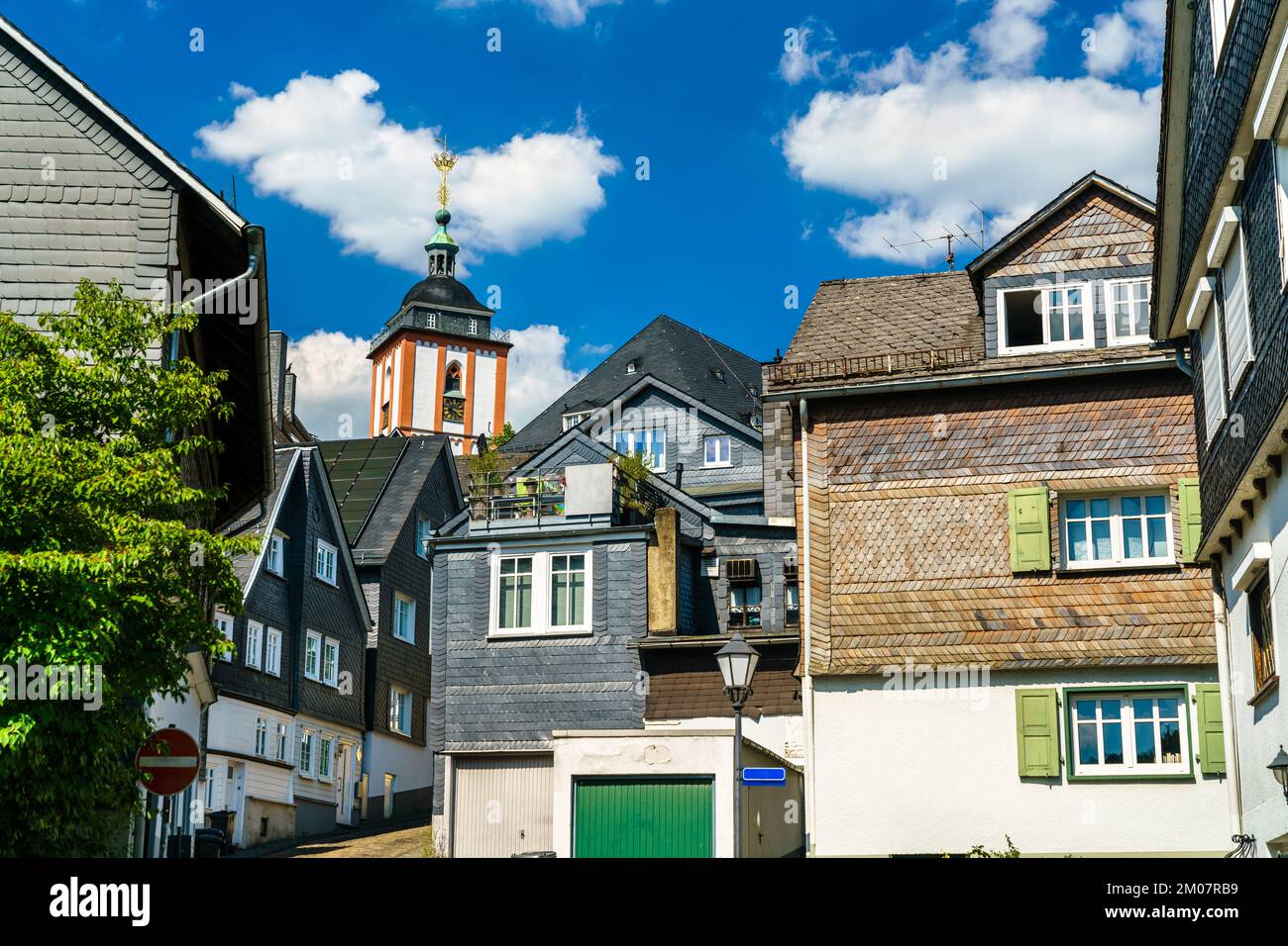 Traditional German slate houses in Siegen - North Rhine-Westphalia ...