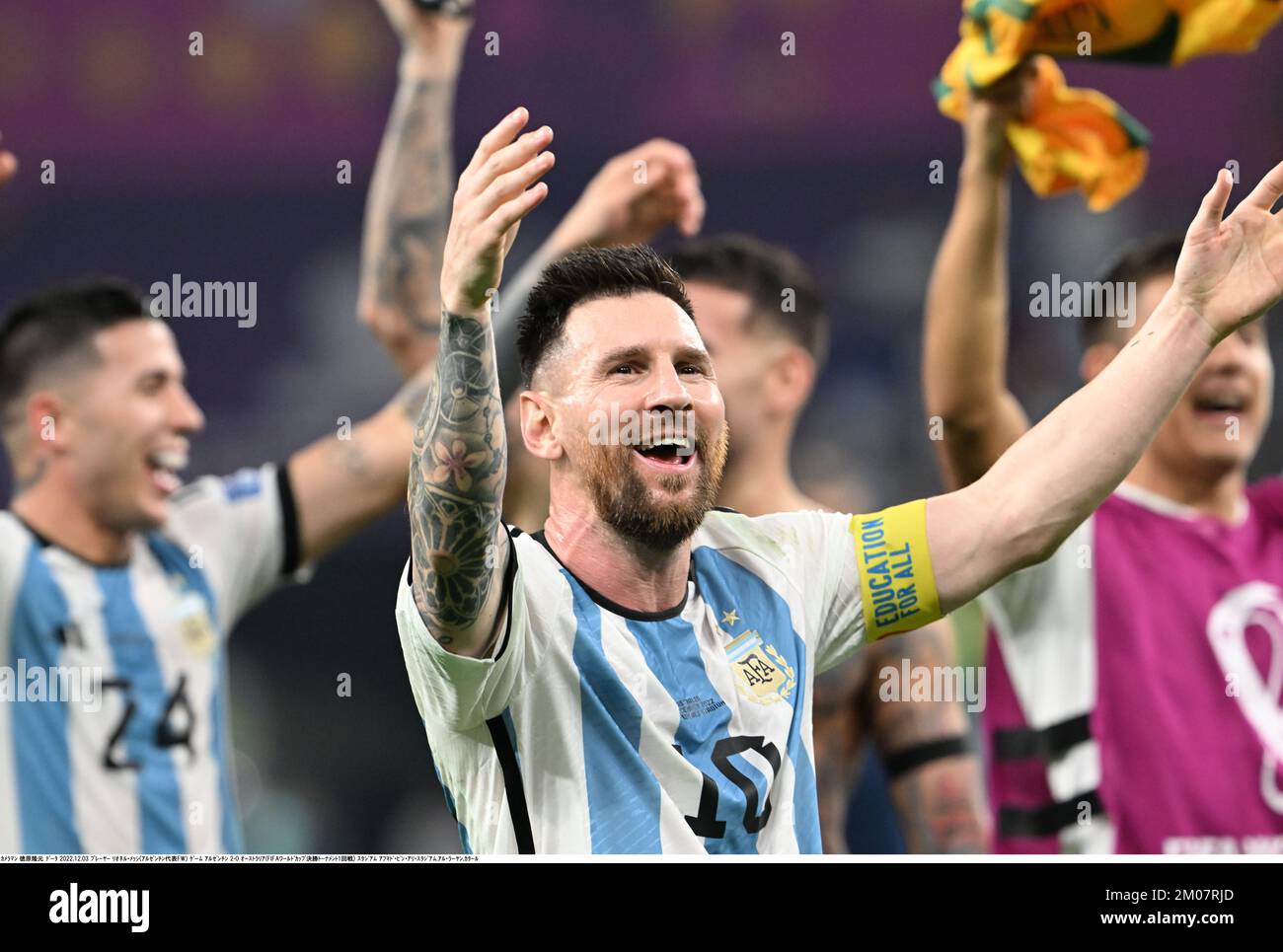 Lionel Messi (10) of Argentina celebrates after winninf the FIFA World ...