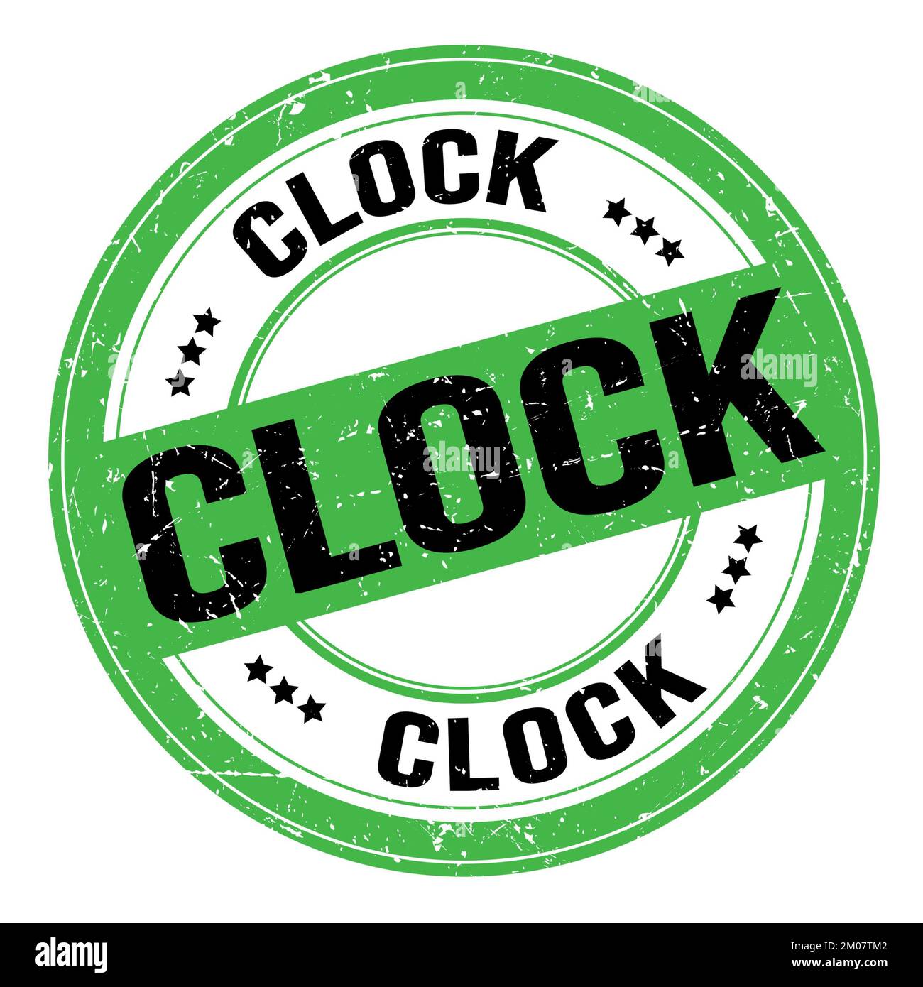 CLOCK text written on green-black round grungy stamp sign Stock Photo ...