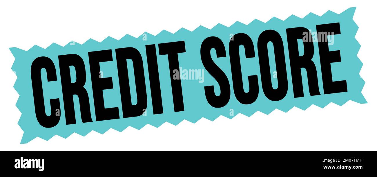 CREDIT SCORE text written on blue-black zig-zag stamp sign Stock Photo ...